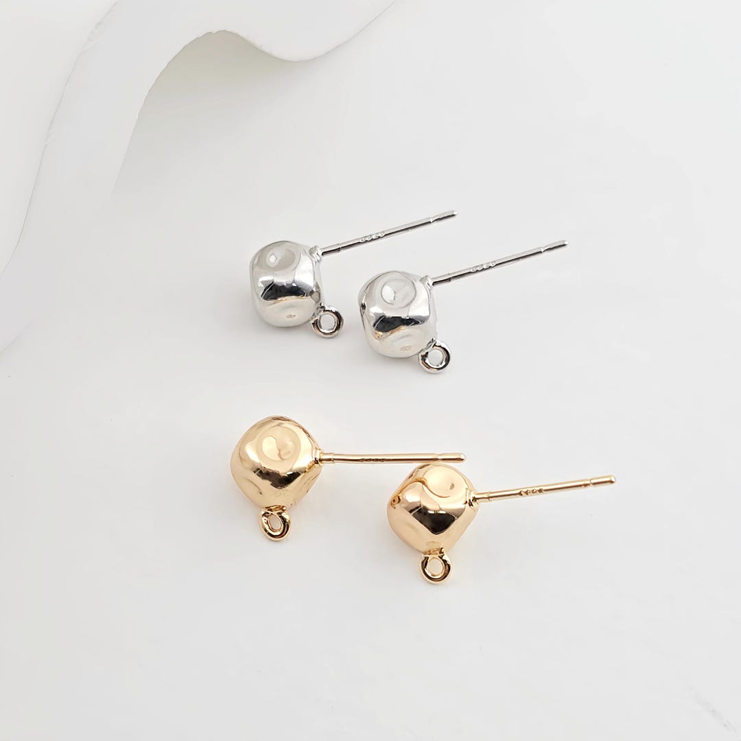 Stone Ear Post With Loop, S925 Silver Ear Pin Nickel Free Earrings ...
