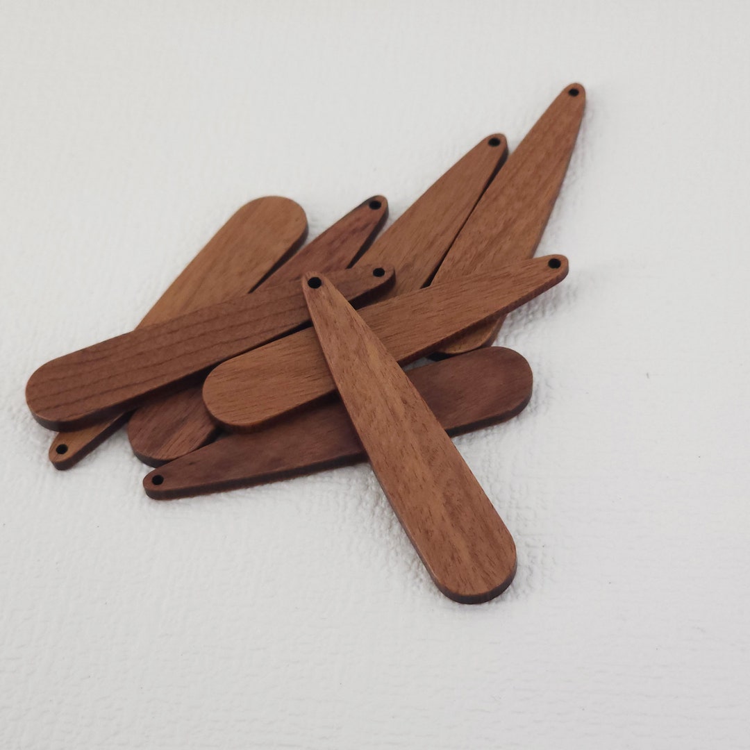 2PCS Strip Shape Wood Charms, Wooden Pendant, Reclaimed Walnut Wood ...