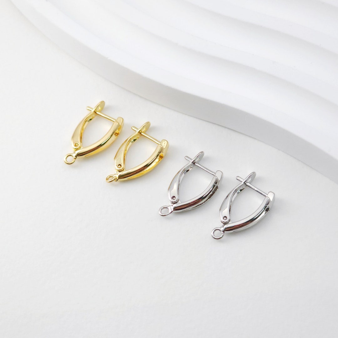 U Shape English Lock With Loop, Gold/rhodium Plated Earring Hoop ...