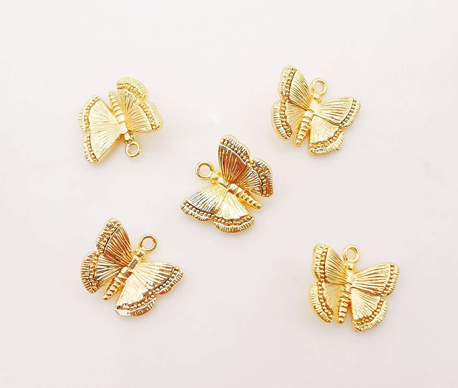 4PCS Bulk Gold Butterfly Charm, Dainty Gold Plated Butterfly Pendant ...