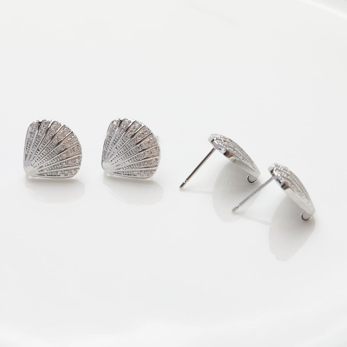 Shell Ear Post With Loop, S925 Silver Ear Pin Nickel Free, Gold/silver ...