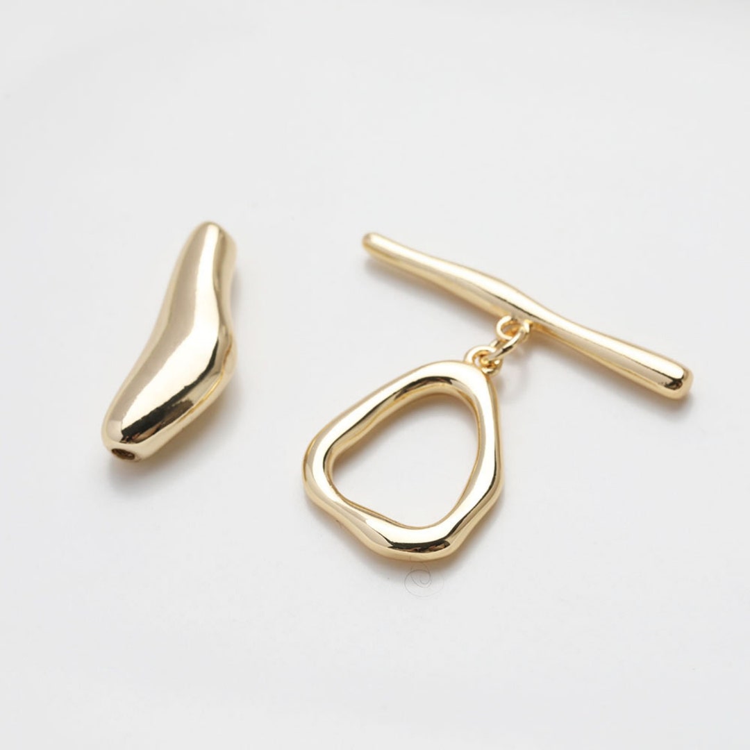 OT Toggle Clasps, One Set, Irregular Beads, 14K Gold Plated OT Buckle ...