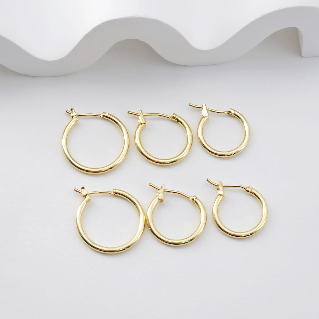 18K Gold Plated Round Hoop Earring, Huggie Hoops Earring Parts, Spring ...