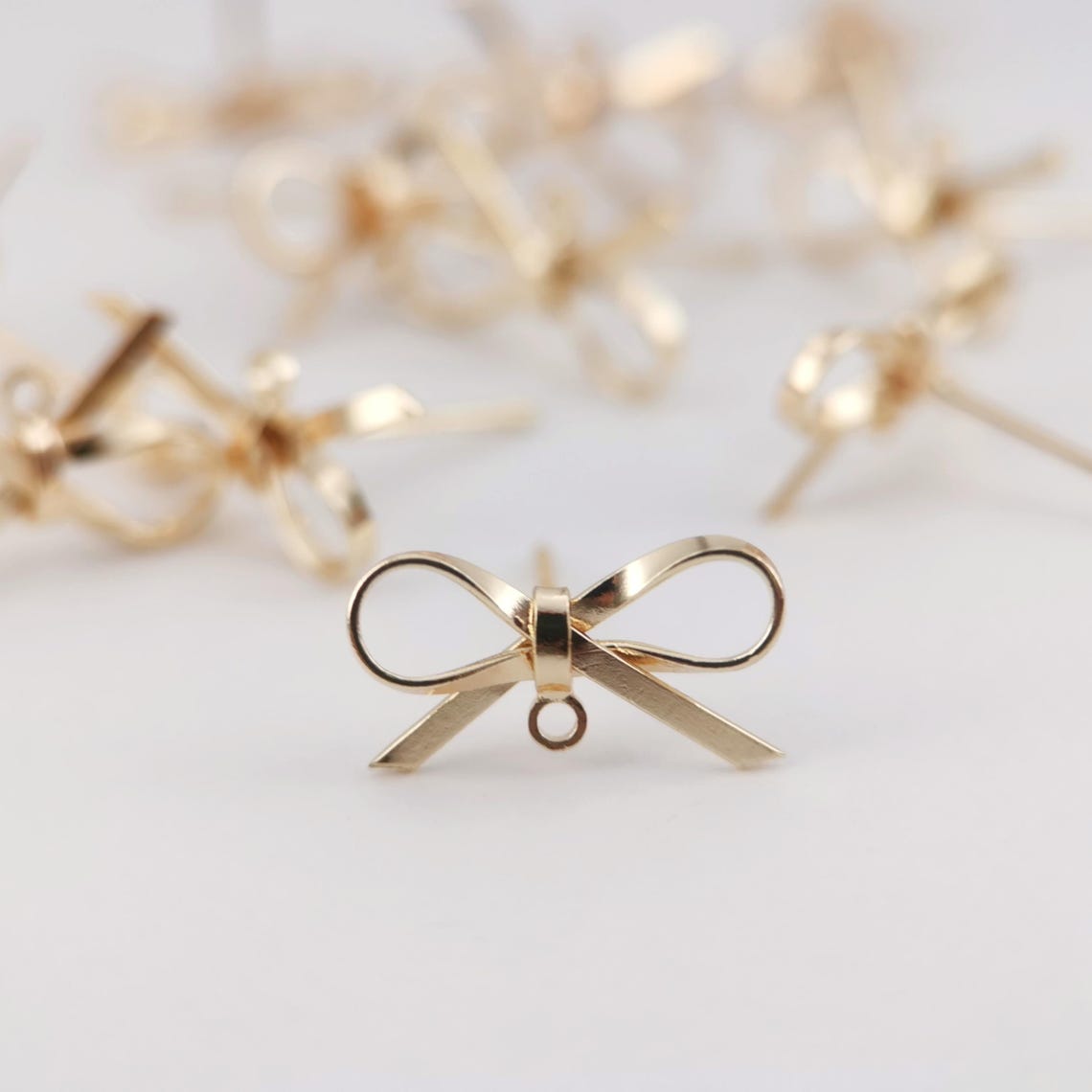 4pcs Gold Bow Earring Post With Loop, S925 Silver Ear Pin Nickel Free ...