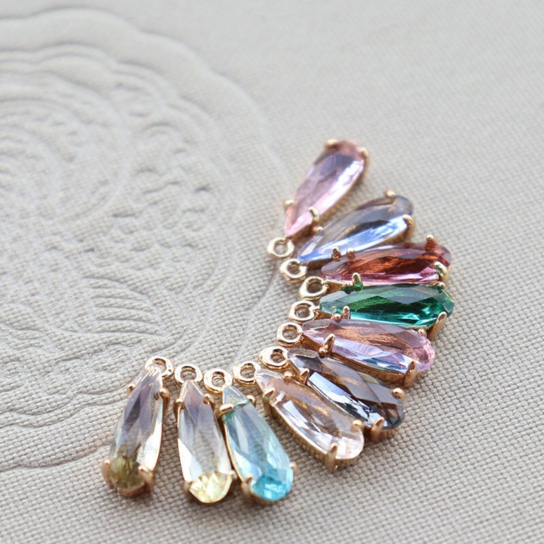 10pcs- Crystal Long Teardrop Charms, 10 Colors You Choose, 14K Gold ...