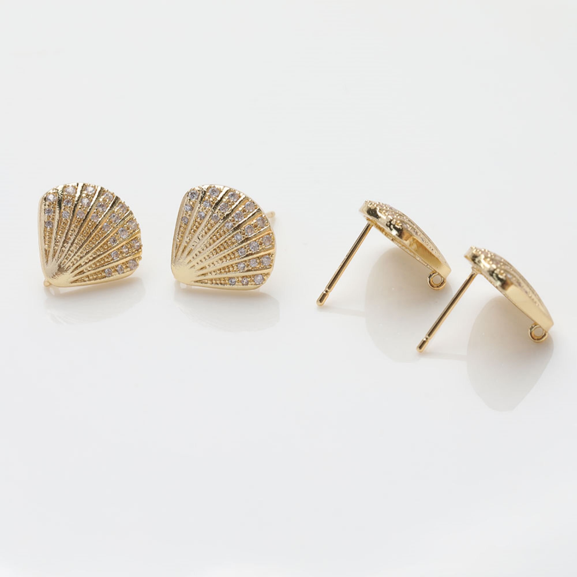Shell Ear Post With Loop, S925 Silver Ear Pin Nickel Free, Gold/silver ...