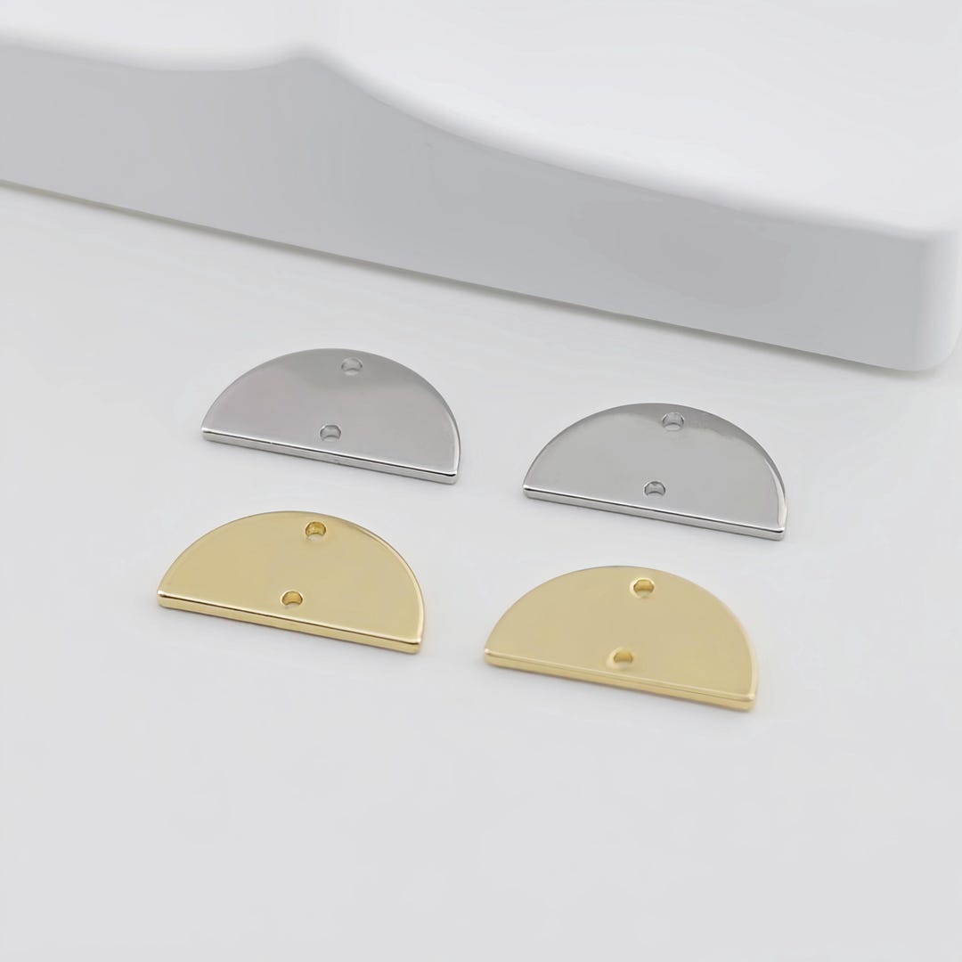 10pcs Half Circle Connector With 2 Holes, 14K Gold Plated, Semi-circle ...