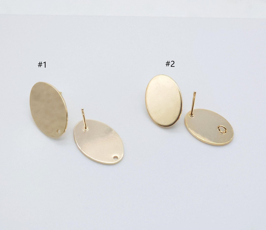 10pcs Oval Post With Loop, 18K Gold Stud Earring Nickel Free ...