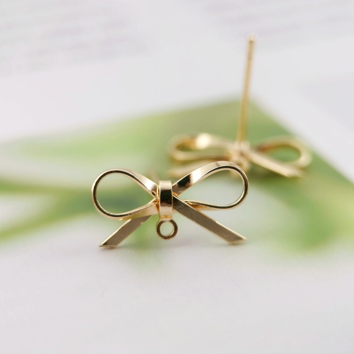 4pcs Gold Bow Earring Post With Loop, S925 Silver Ear Pin Nickel Free ...
