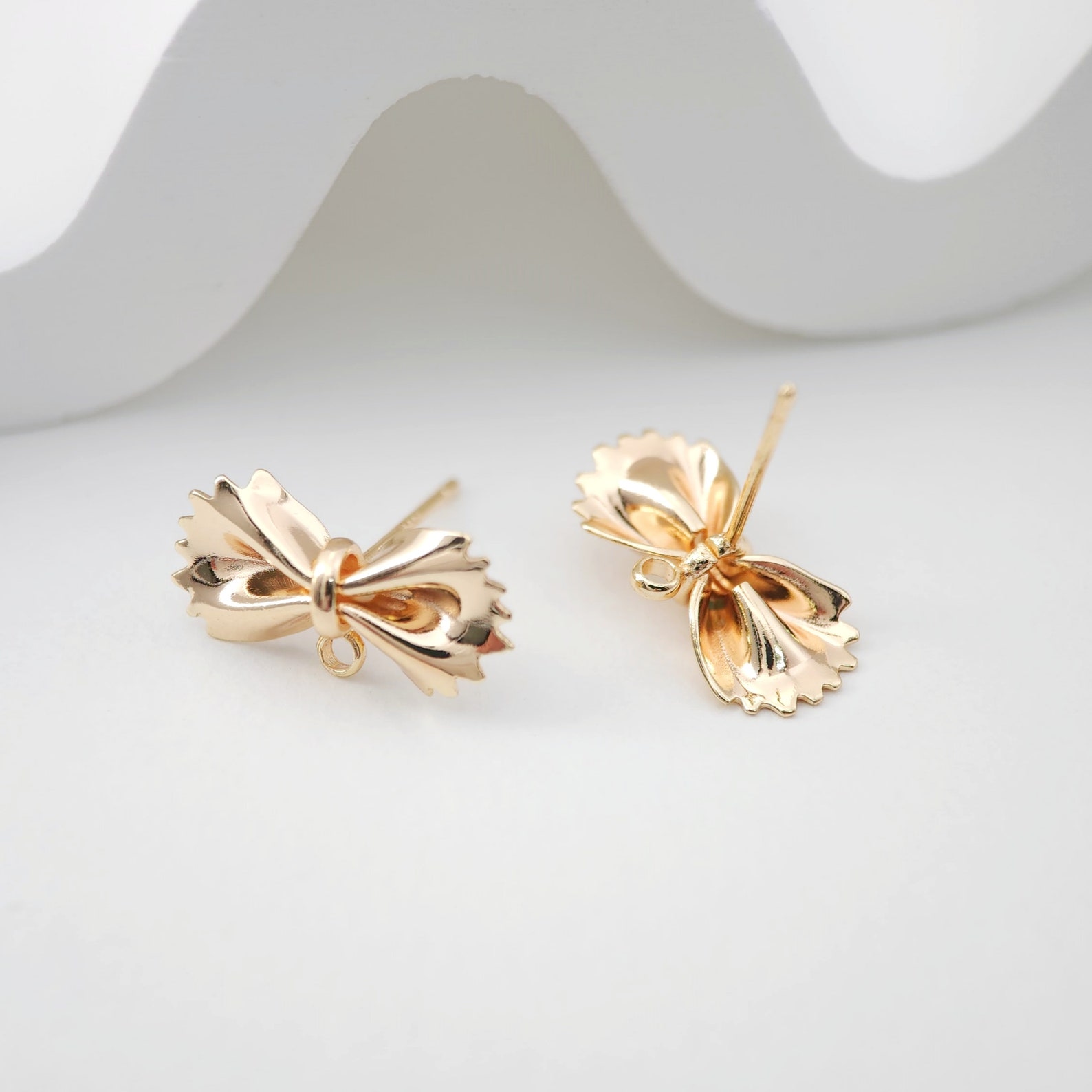 4pcs Gold Bow Earring Post With Loop, S925 Silver Ear Pin Nickel Free ...