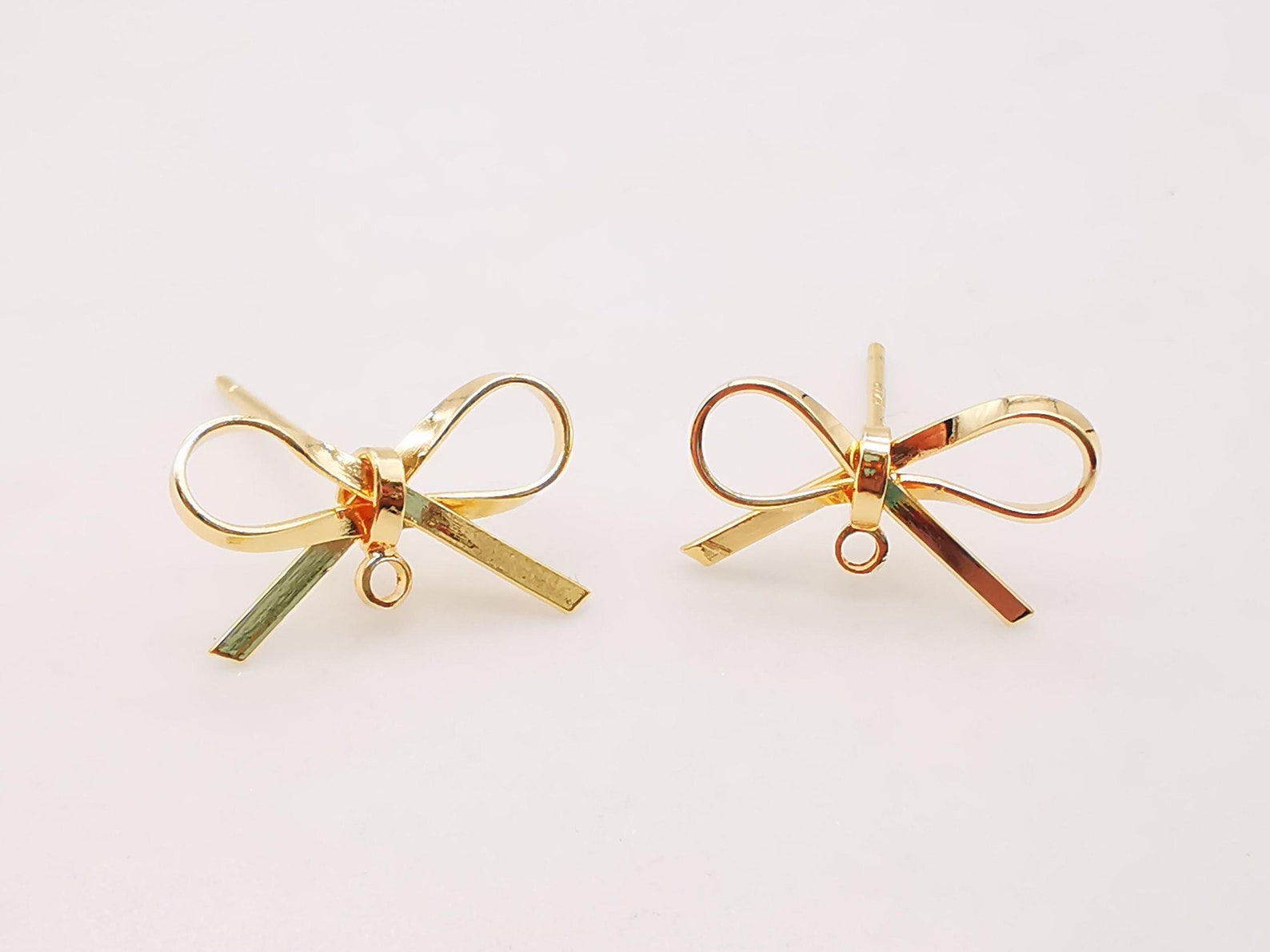 4pcs Gold Bow Earring Post With Loop, S925 Silver Ear Pin Nickel Free ...