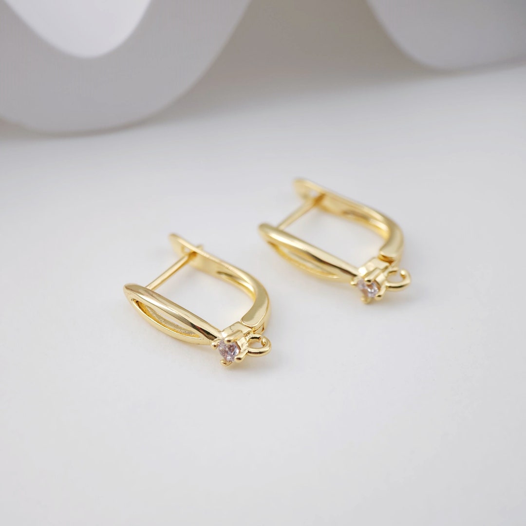 Cutout English Lock With Loop, Gold/rhodium Plated Earring Hoop ...