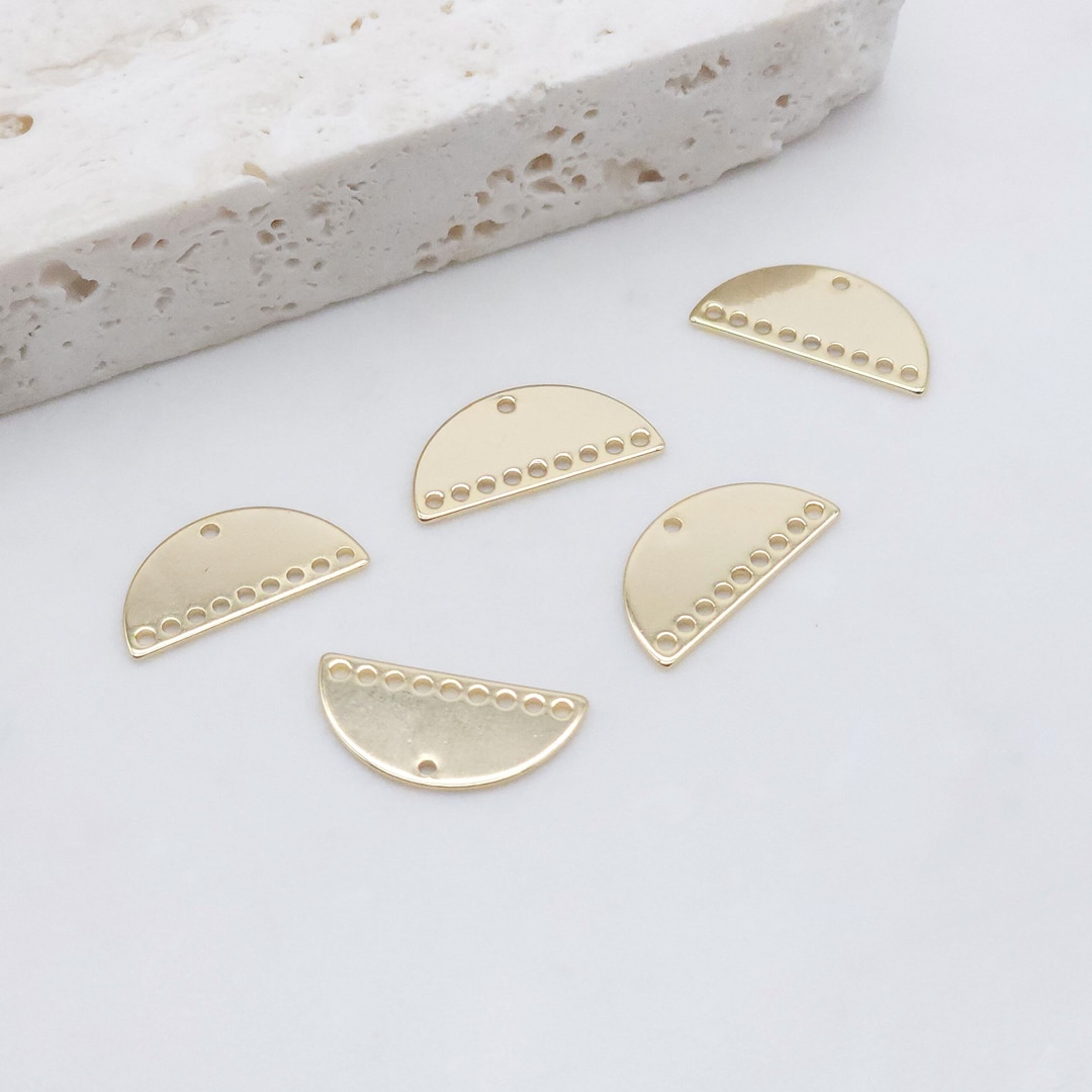 10pcs Half Circle Connector With Loops, 14K Gold Plated, Semi-circle ...