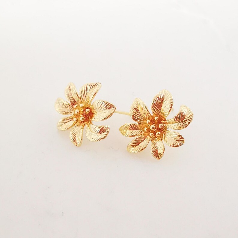 4PCS Flower Earring Post 18K Real Gold Plated Brass Stud - Etsy