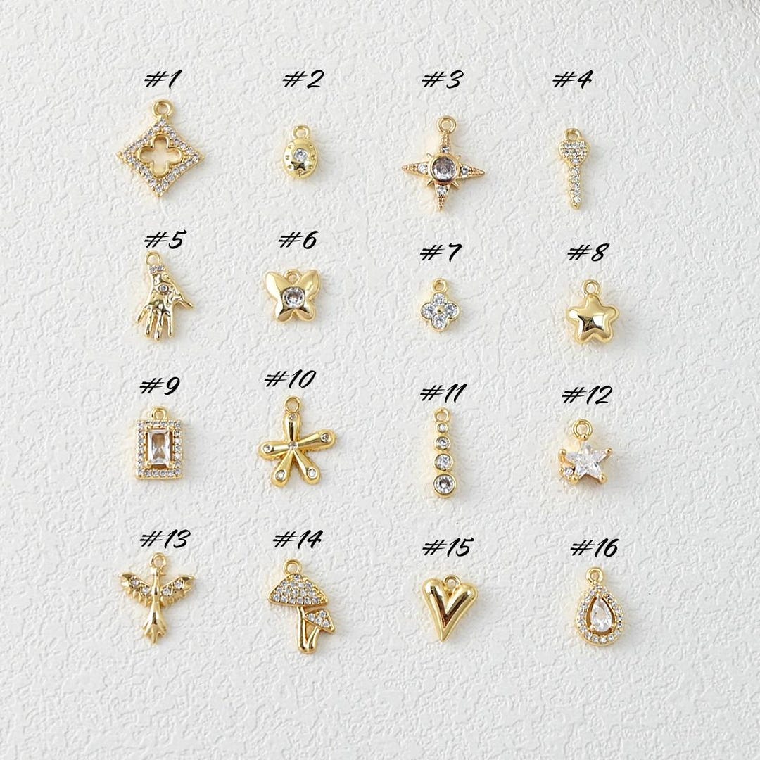Earring Charms Collection, 18k Gold Plated, CZ Pave Charms, Hoop ...