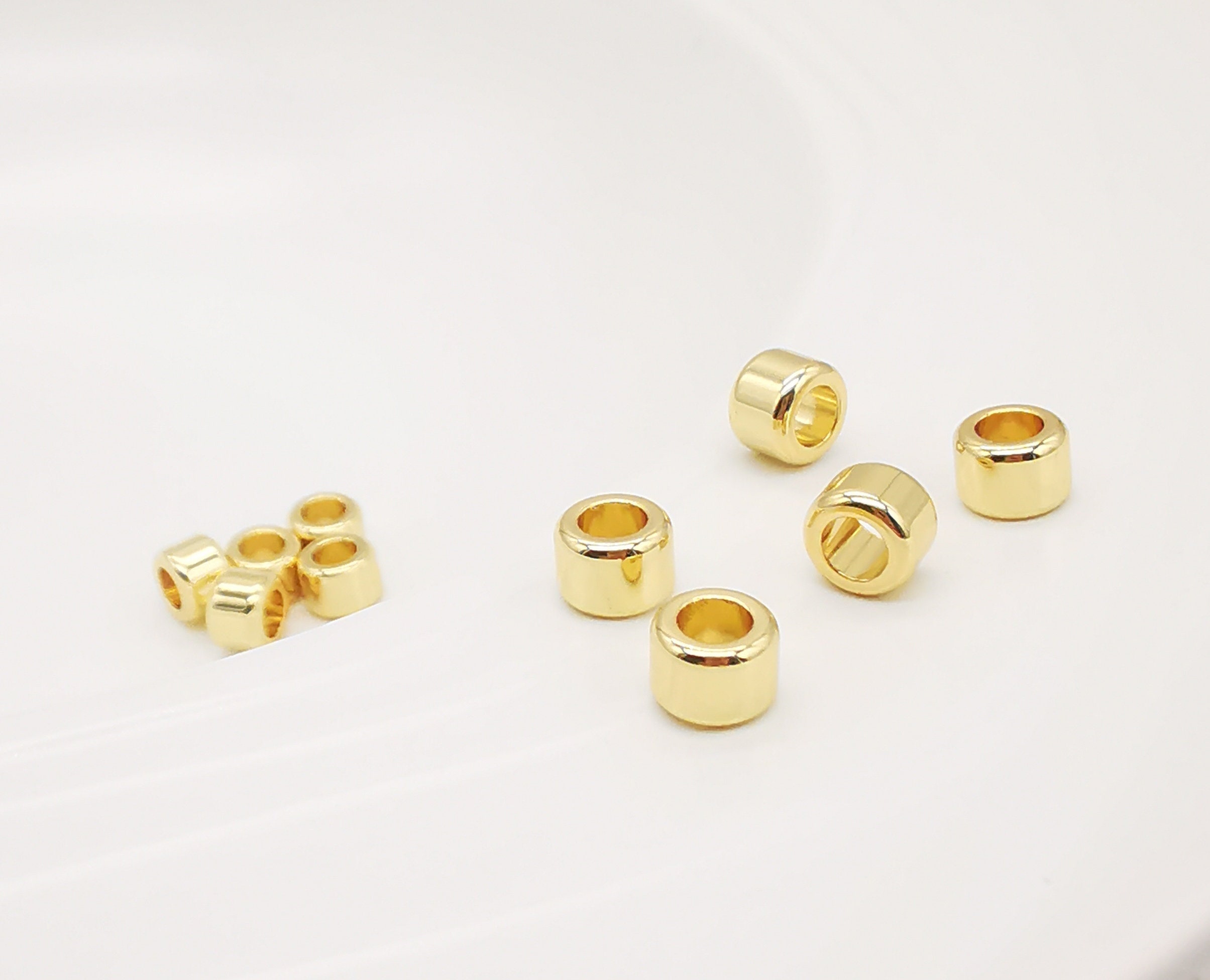 Shiny Gold Plated Tube Beads 5x7mm 18K Gold Round Tube - Etsy