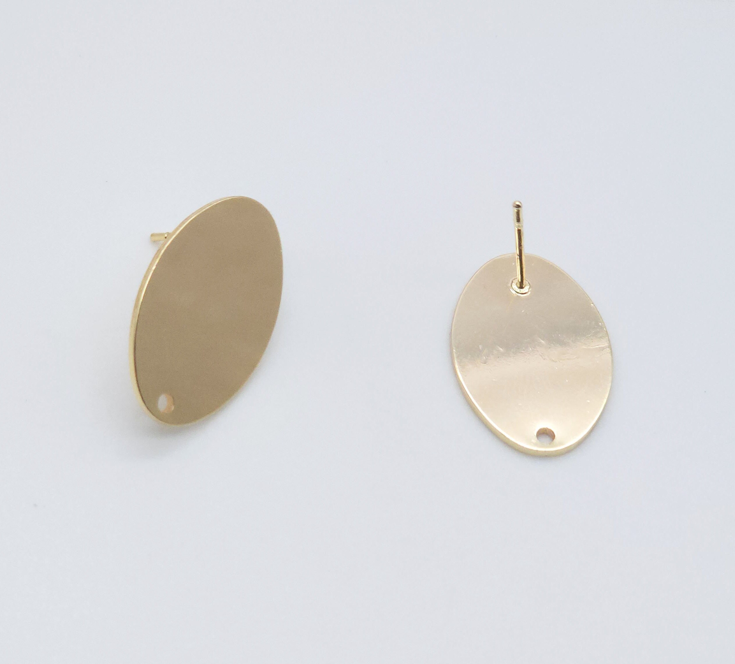 10pcs Oval Post With Loop, 18K Gold Stud Earring Nickel Free ...