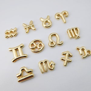 Zodiac Beads, Balloon Constellation Pendant, 18K Gold Plated Zodiac ...