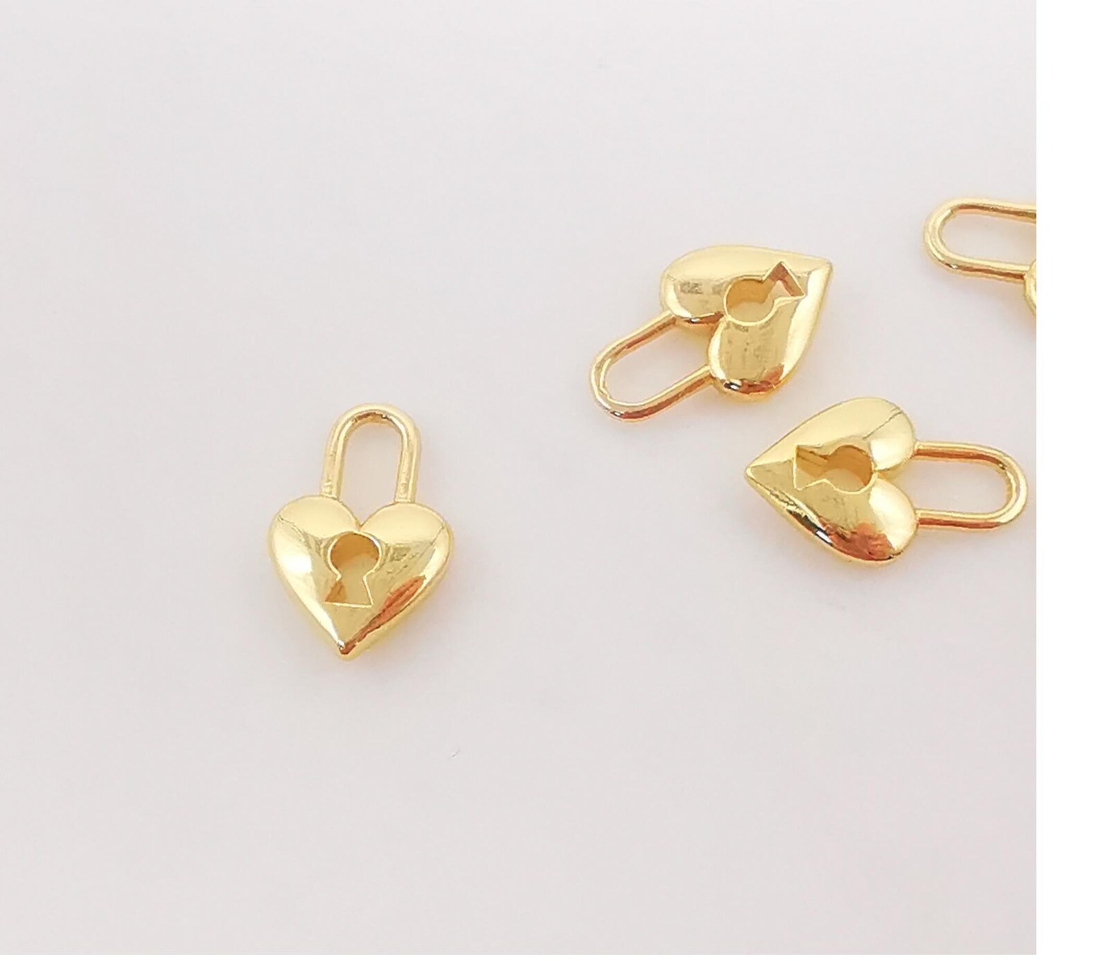 Dainty Love Lock Charm, Heart Key Pendant, 18K Gold Plated Necklace ...
