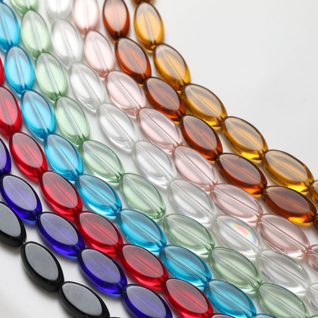 Big Oval Glass Flat Beads, 11.4m, Teardrop Glass Crystal Beads for ...