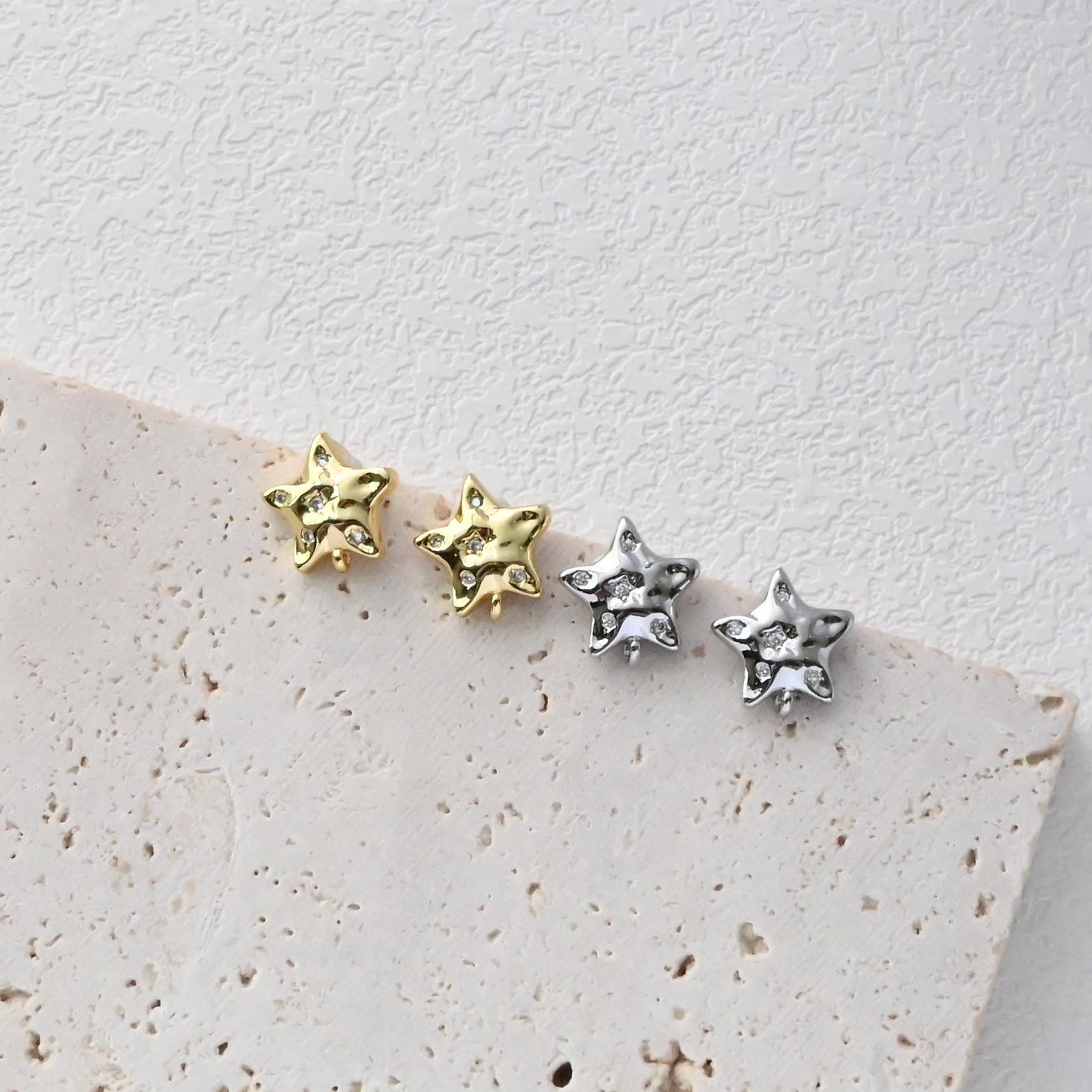 Pentagram Star Ear Post With Loops, S925 Silver Ear Pin, Nickel Free ...