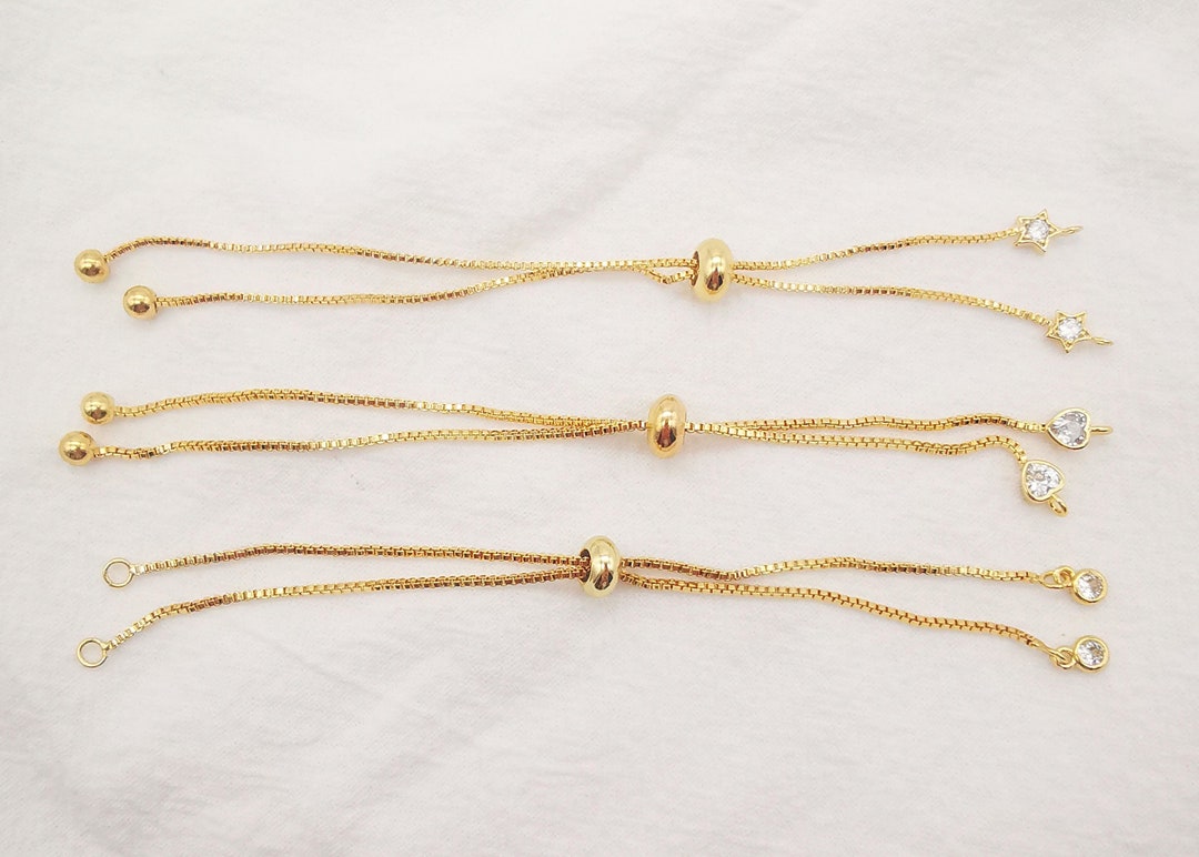 5PCS Adjustable Bracelet Making Chain for Making, 18K Gold Plated Half ...
