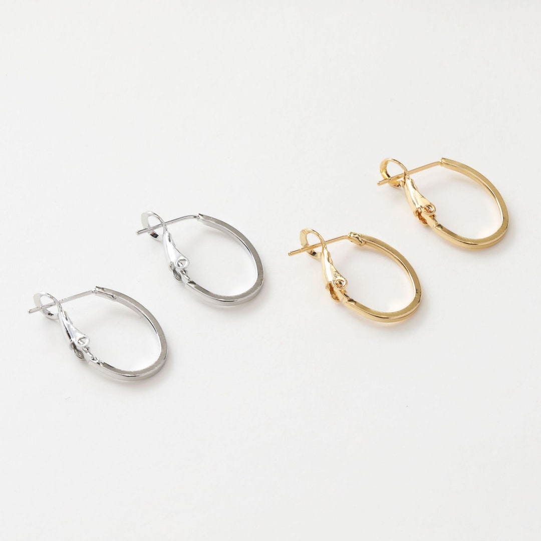 14K Gold Plated Oval Hoop Earring, Huggie Hoops Earring Parts, S925 ...