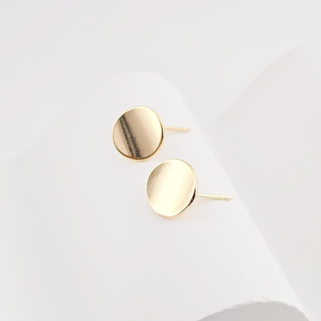 10pcs 18K Gold Round Post With Loop, Bent Round Stud Earring Nickel ...