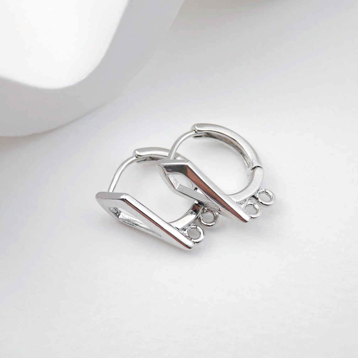 Geometric English Lock With Two Loops, Gold/rhodium Plated Earring Hoop ...