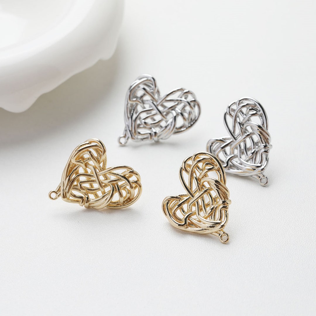 Irregular Heart Shape Earring Post, 14K Gold/silver, Pin Nickel Free ...