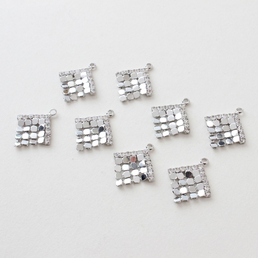 Diamond Shape Sequin Pendant, 18K Gold Plated, Earring Making Charm ...