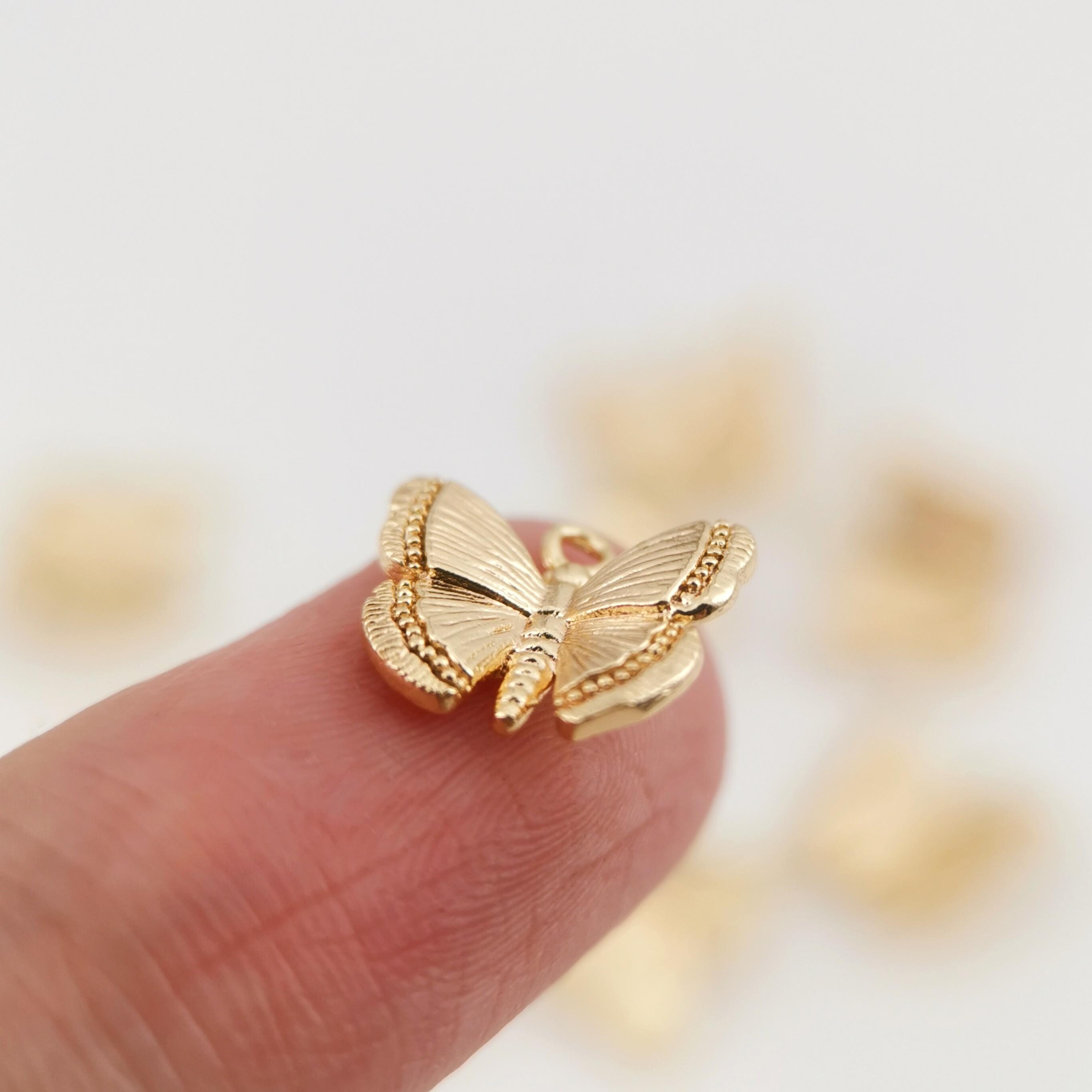 4PCS Bulk Gold Butterfly Charm, Dainty Gold Plated Butterfly Pendant ...