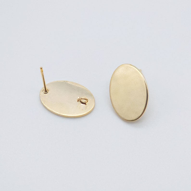 10pcs Oval Post With Loop 18K Gold Stud Earring Nickel Free - Etsy