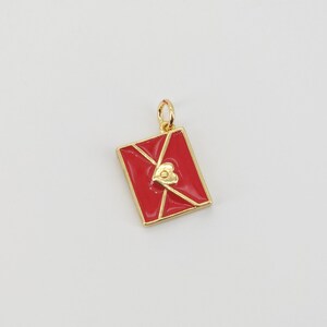 Enamel Envelope Pendant, 18K Gold Plated Pendant, Necklace Making Charm ...