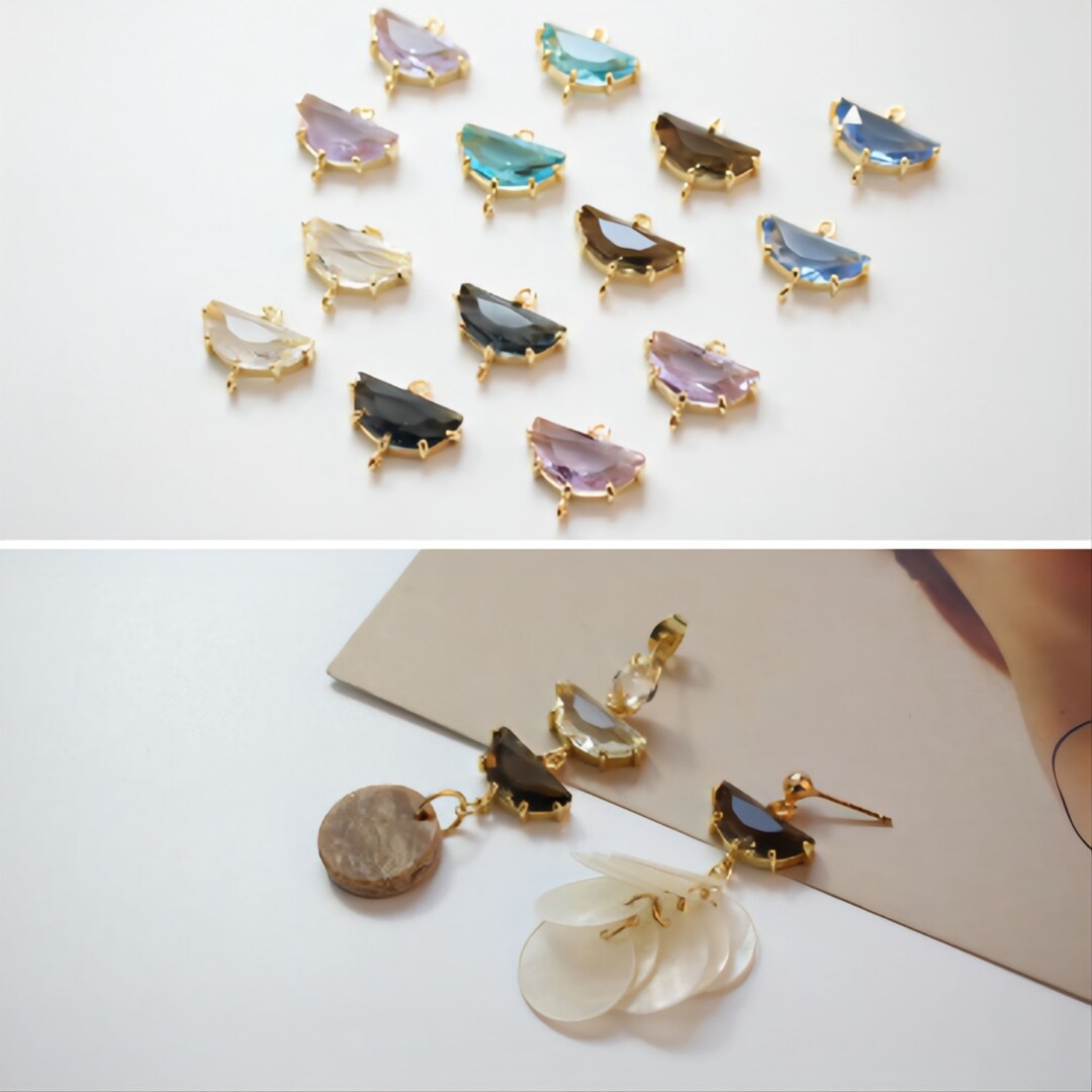 Danity Half Circle Connector With 2 Holes, 14K Gold Plated, Crystal ...