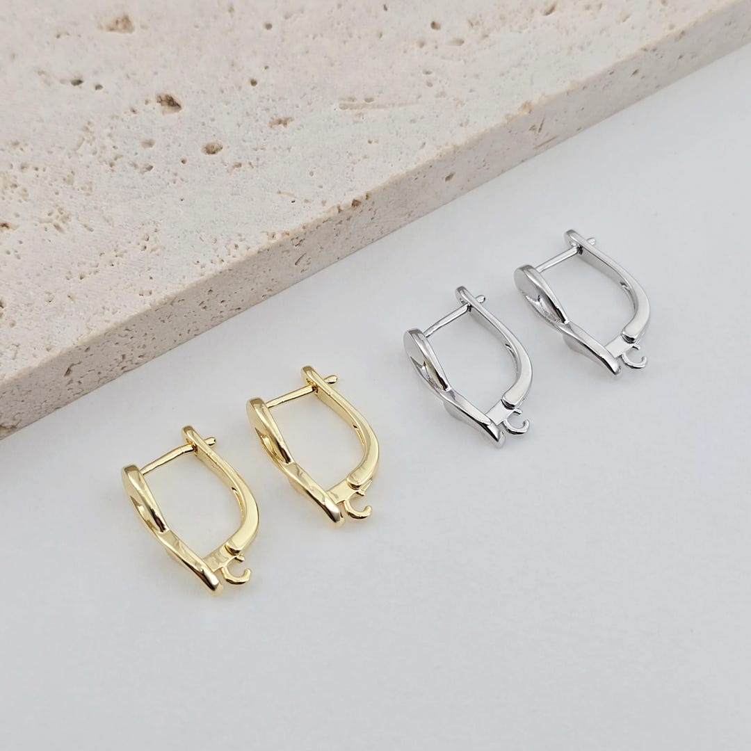 2pcs 18K Gold Plated U Shape Hoop Earring, Huggie Hoops Earring Parts ...