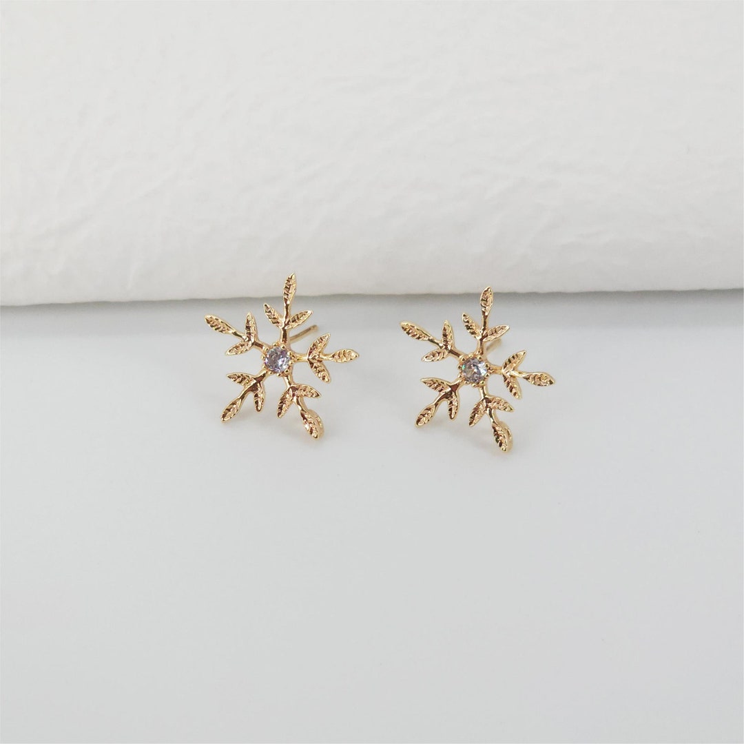 10PCS Cubic Snowflake Earring Post With Loops, S925 Silver Pin Nickel ...
