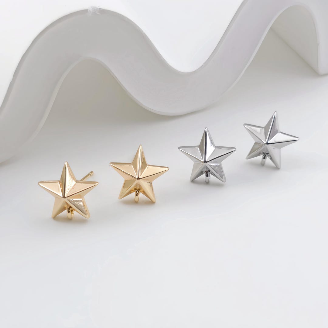 Gold Star Earring Post With Loop, Nickel Free Earrings, Ear Stud With ...