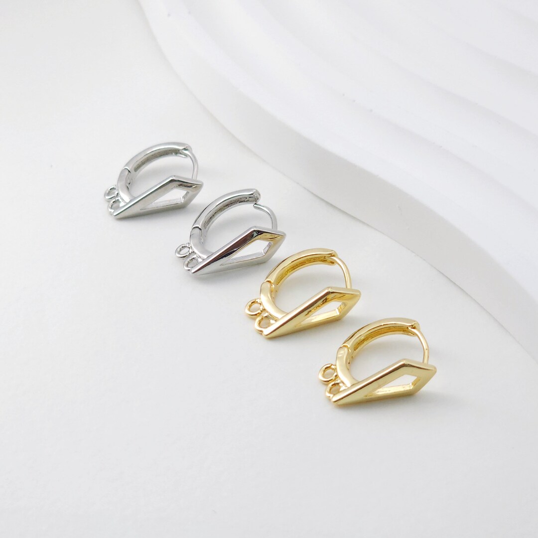 Geometric English Lock With Two Loops, Gold/rhodium Plated Earring Hoop ...