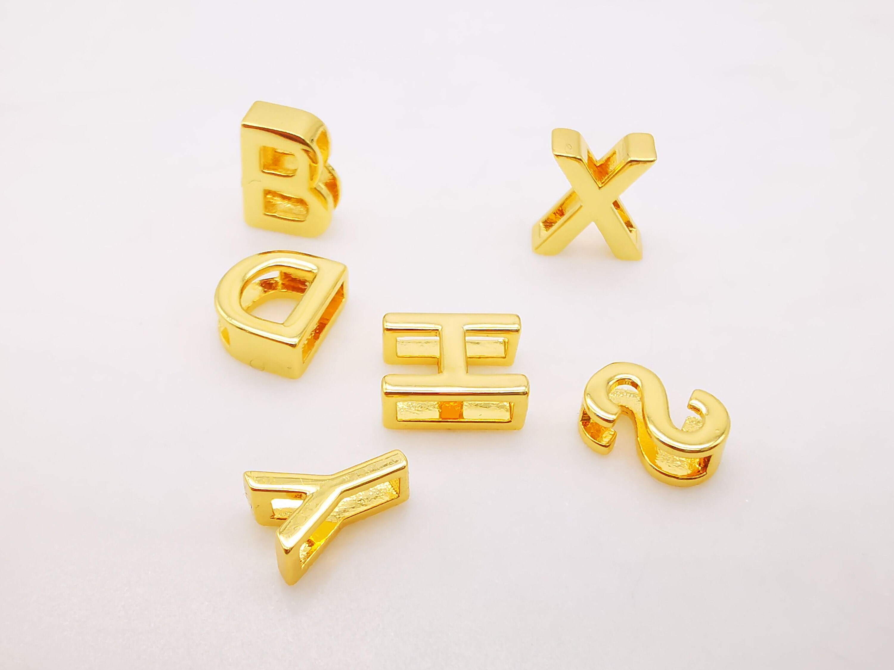 18K Shiny Gold Alphabet Letter Beads Initial BeadsLetter | Etsy