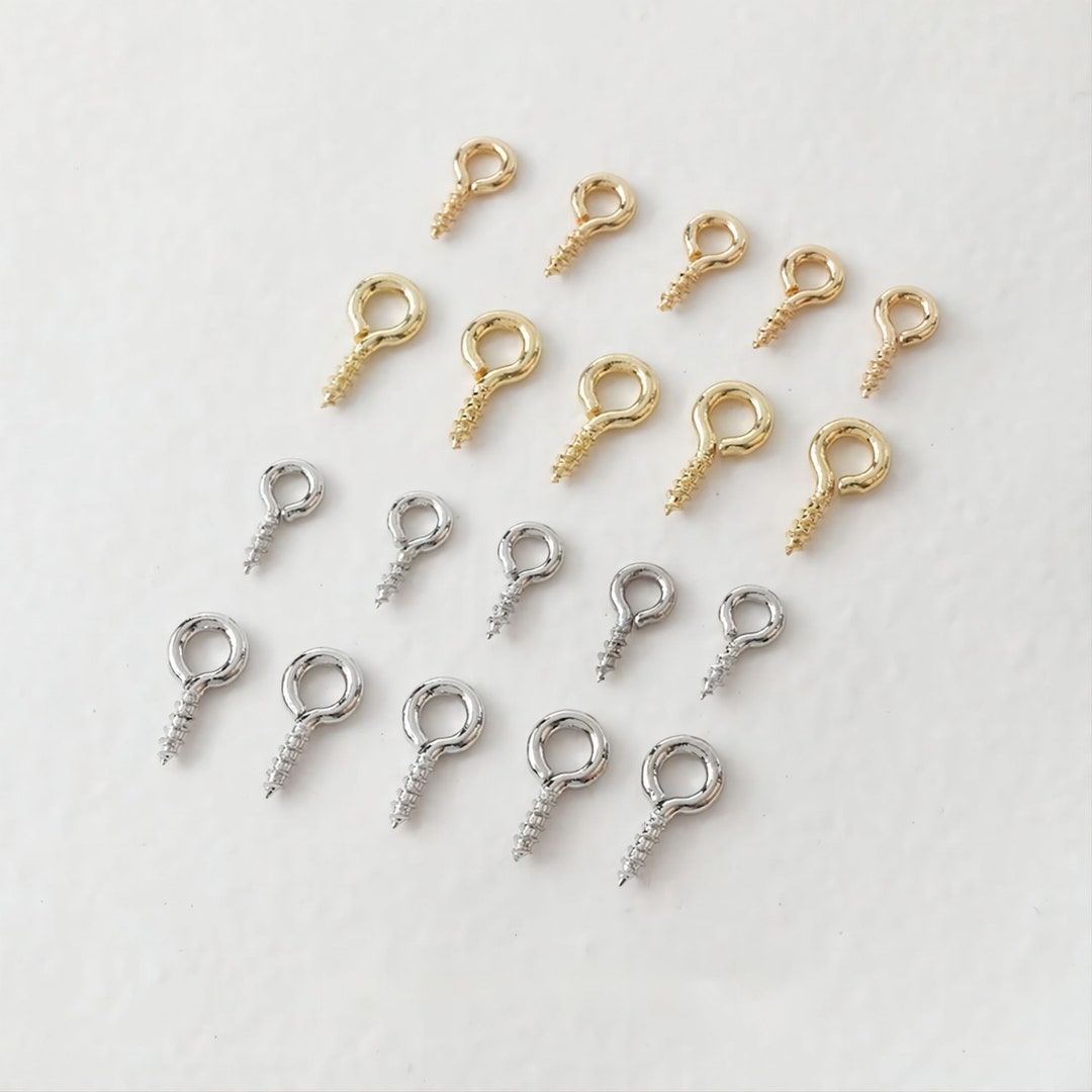 100pcs Eye Screw Pins, Screw Hook Eye Pin, 14K Gold Plated, Screw Eye ...