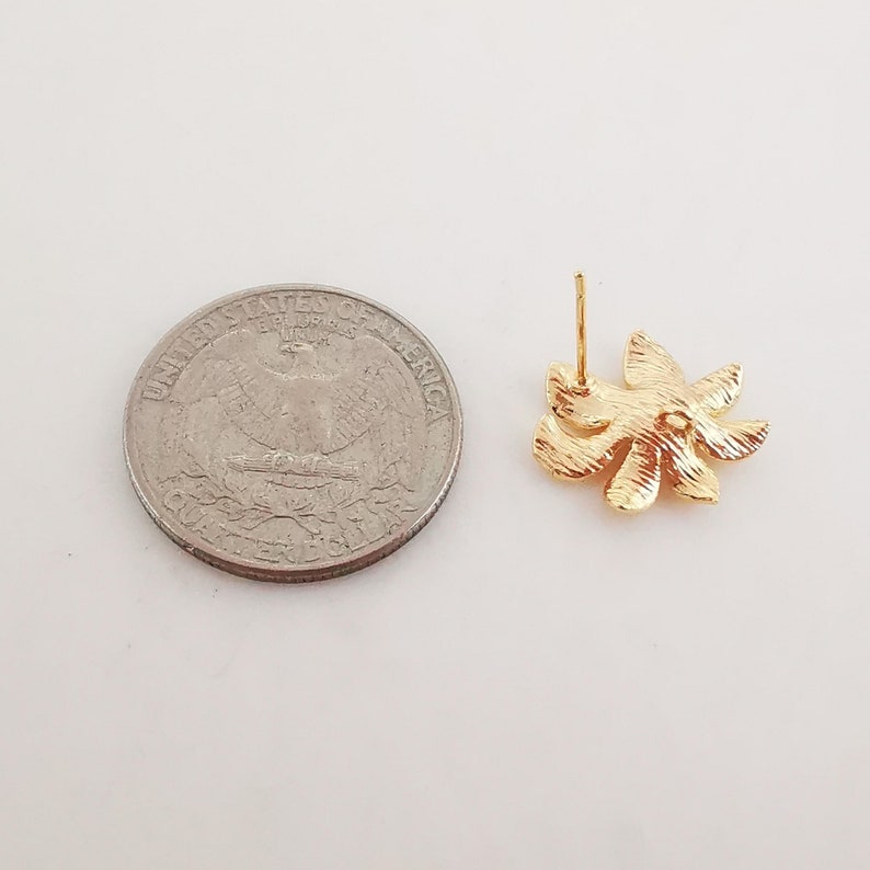 4PCS Flower Earring Post 18K Real Gold Plated Brass Stud - Etsy