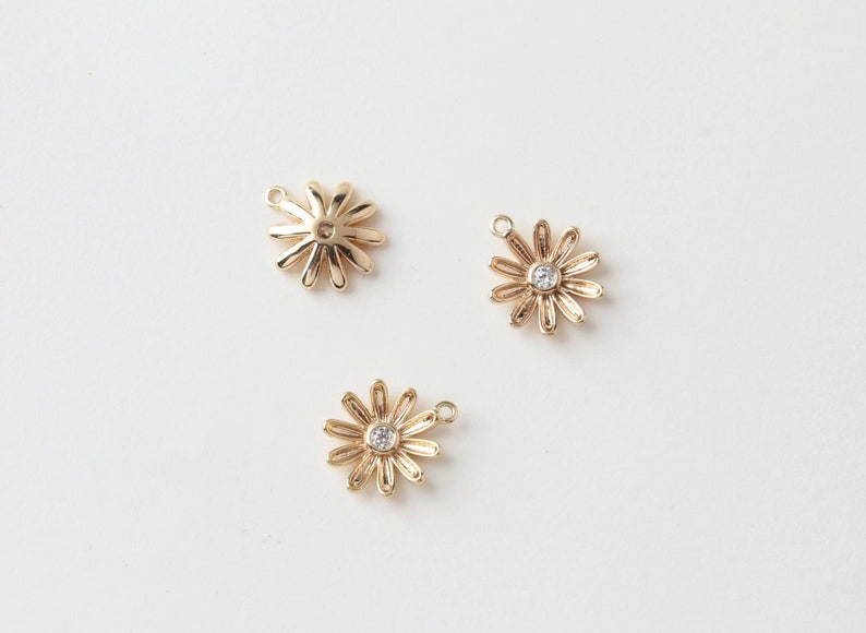Flower Charm, 18K Gold Plated, Flower Pendant, Necklace Earring Making ...