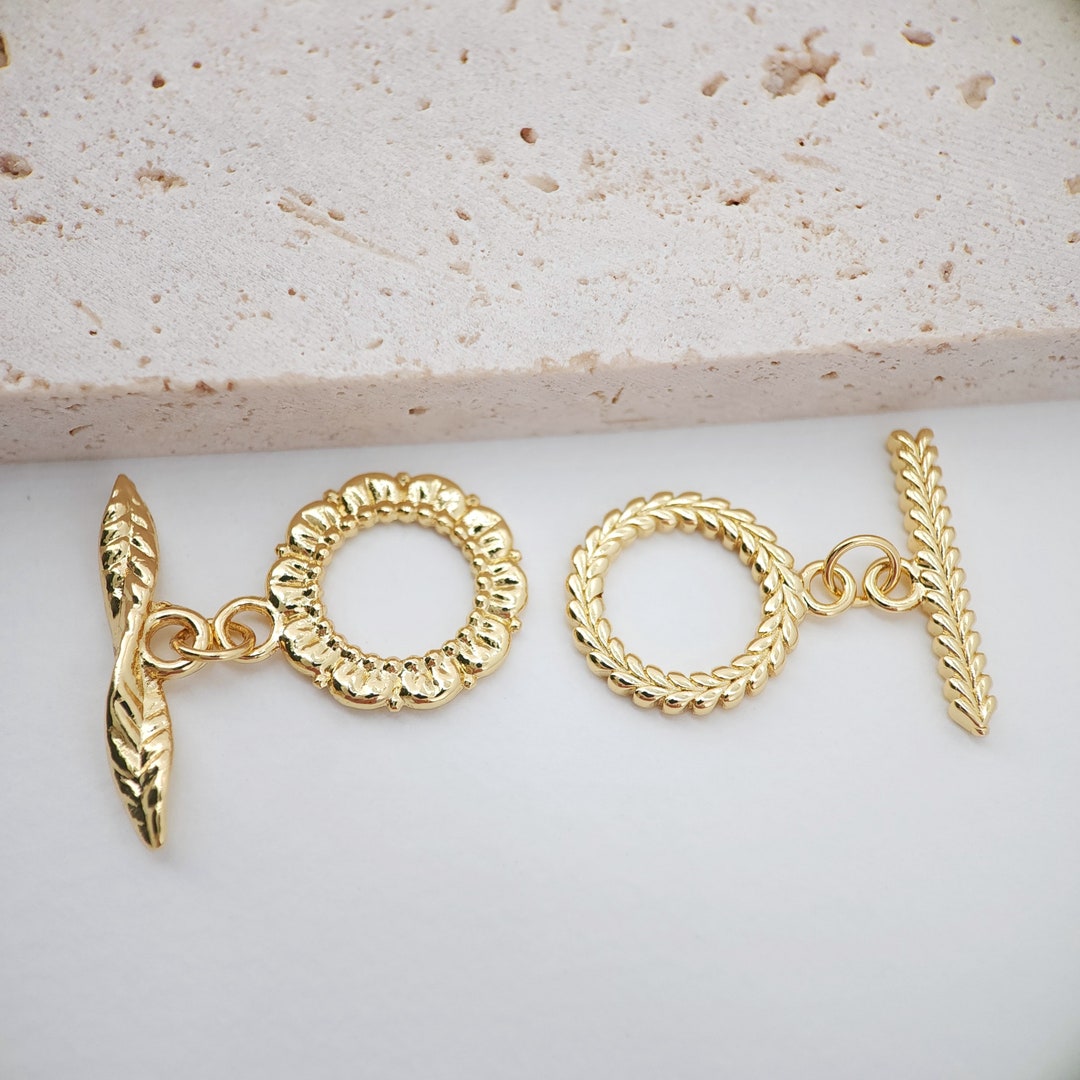 OT Toggle Clasps, 18K Gold Plated Leaf Bracelet Necklace Making OT ...