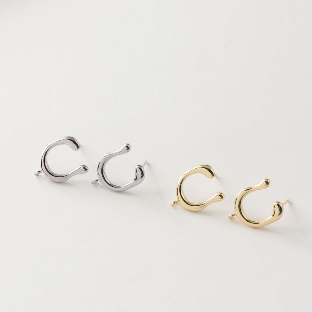 14K Gold U Shape Earring Post With Loop, Arch Ear Studs, S925 Silver ...