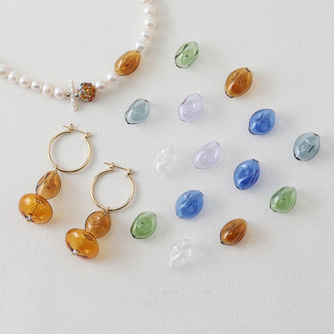 Glass Bubble Beads,irregular Ellipsoid Glass Beads, Colorful Hand Blown ...