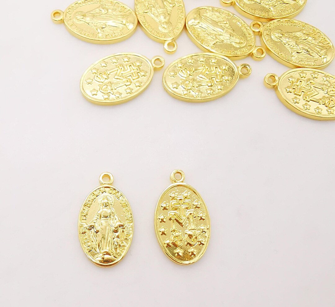 Saint Maria Charms, Religious Charms, 12x20mm, 18K Real Gold Plated Our ...