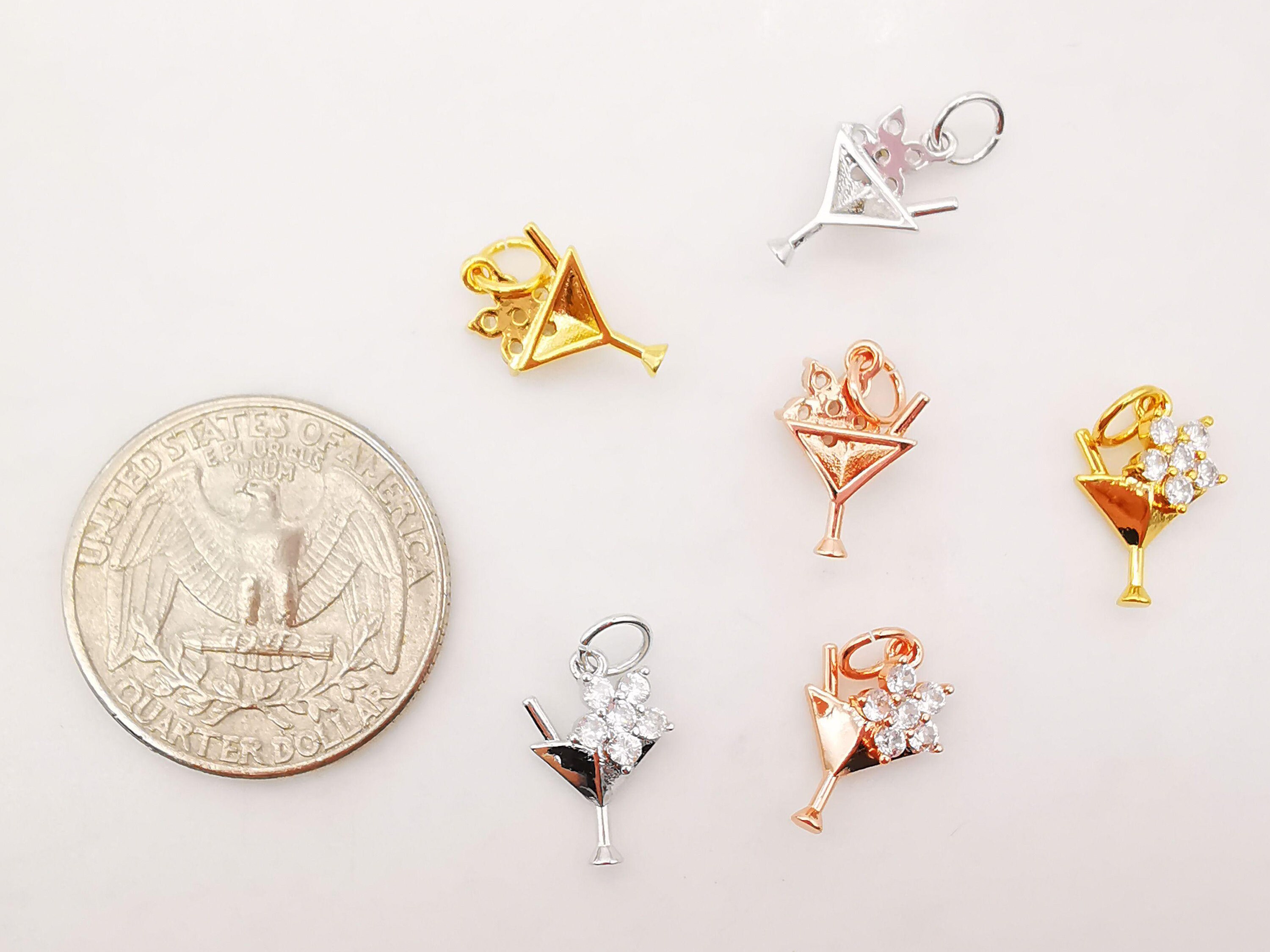 Martini Drink Charms 18K Gold Plated Cubic Pave Charms - Etsy