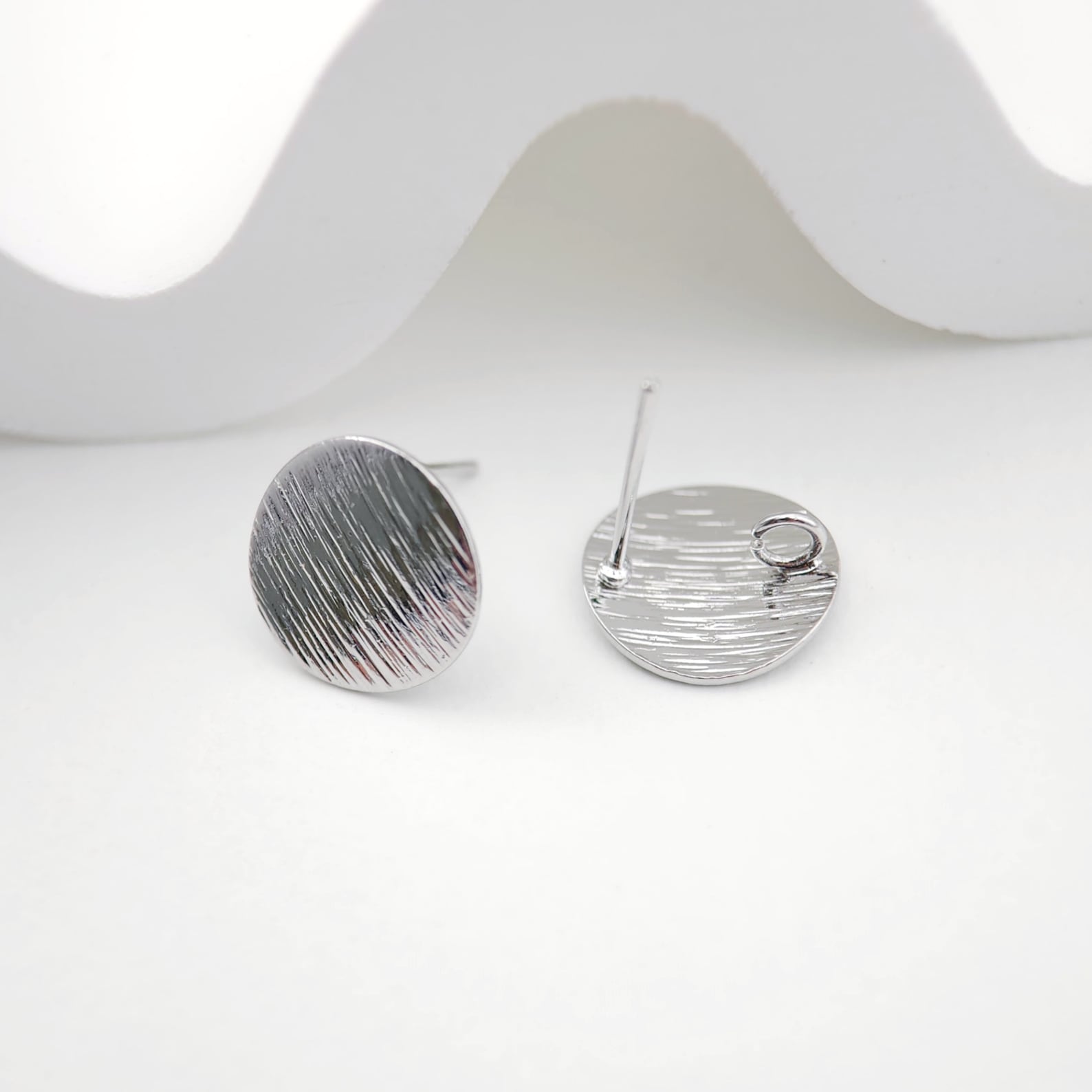 10pcs Gold Round Earring Post With Loop, Brushed Finish, 12mm, Nickel ...