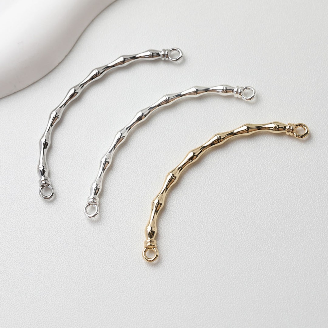 Bamboo Curved Connector With Loops, 14K Gold/silver Plated Bracelet ...